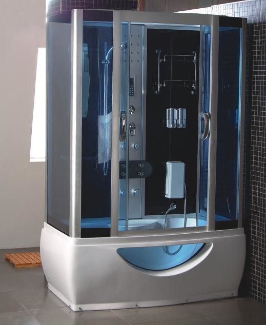 rectangular steam shower room with jacuzzi